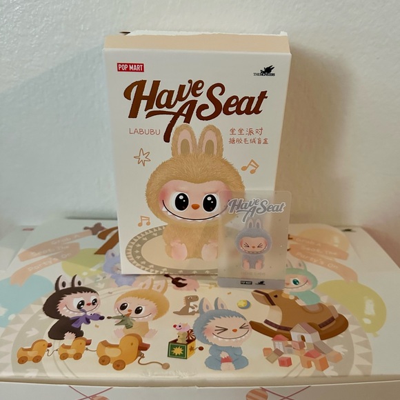 POP MART | Other | Hehe Gray The Monsters Labubu Have A Seat Vinyl ...
